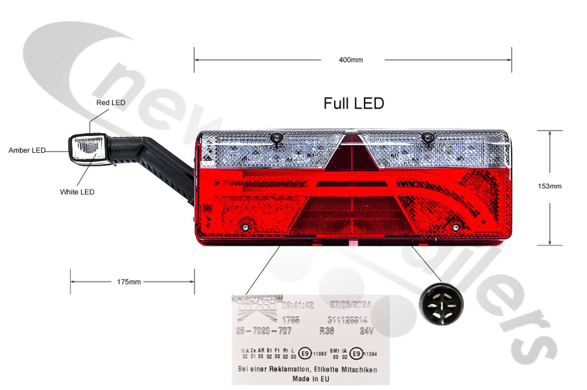 25-7020-707 Aspoeck Tail Lamp Europoint III (3) Full Led - L/H With 7 ...